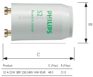 Philips Starter S2, 4-22W starter voor bijvoorbeeld 4xTL-D 18W